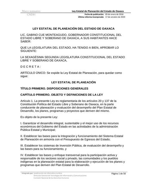 PDF Ley Estatal de Planeación del Estado de OaxacaArtículo 1 La