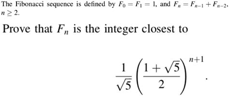 solved the fibonacci sequence is defined by fo fi 1 and fn fn 1 fn 2 n 22 prove that
