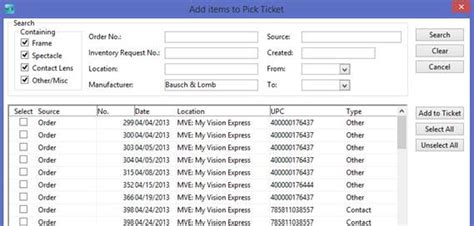Creating A Pick Ticket