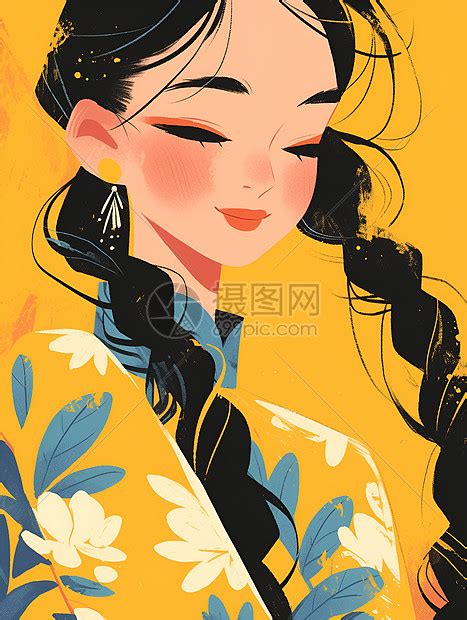 清秀可爱的中国小女孩插画图片下载 正版图片601173353 摄图网