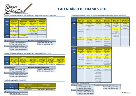 O calendário escolar 2015 2016 Dona Sebenta