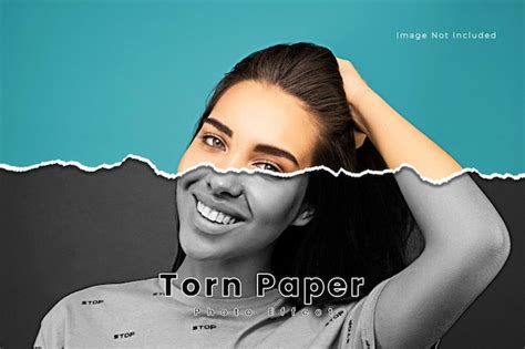 Plantilla De Efecto De Foto Recortada De Papel Rasgado Archivo PSD