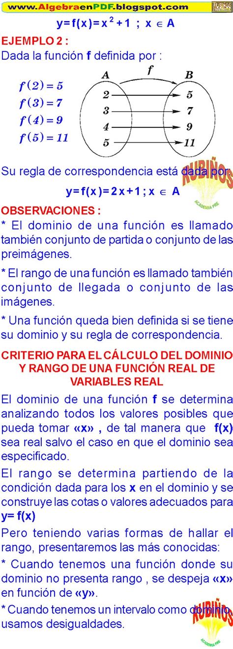 DOMINIO Y RANGO DE FUNCIONES EJEMPLOS RESUELTOS PDF