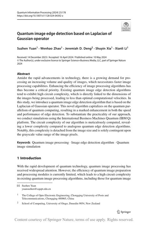 quantum image edge detection based on laplacian of gaussian operator