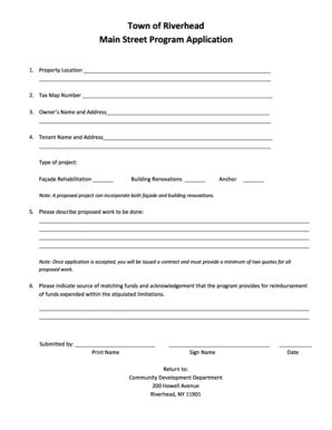Fillable Online Town Of Riverhead Street Program Application Fax Email