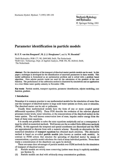 pdf parameter identification in particle models