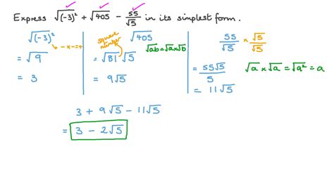 question video simplifying numerical expressions using the properties of square roots nagwa