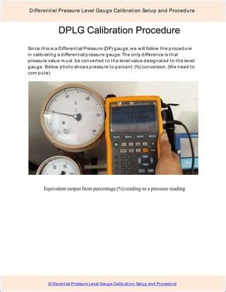 Differential Pressure Level Gauge Calibration Setup And Procedure Pdf