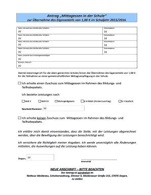 Ausf Llbar Online Gal Antrag Miagessen In Der Schule Galde Fax Email