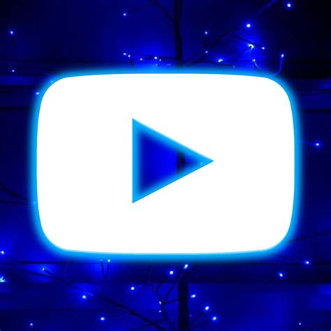 Neon Blue Youtube Icon Sign