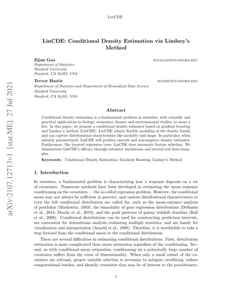 pdf lincde conditional density estimation via lindsey s method