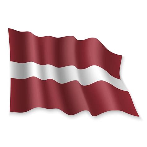Bandeira de ondulação realista 3d da letônia no fundo branco Vetor