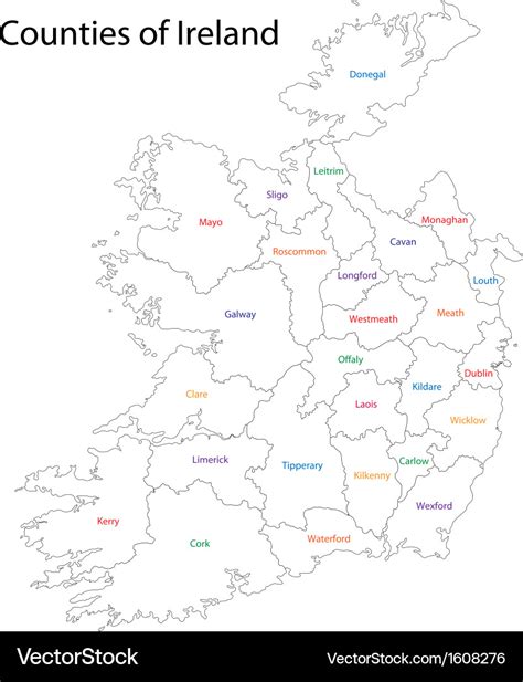 Outline Ireland Map Royalty Free Vector Image VectorStock