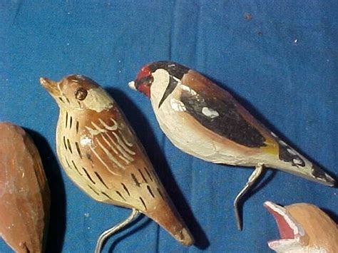 5 Vintage FOLK ART Hand CARVED PAINTED Wood BIRD FIGURES 3 EBay