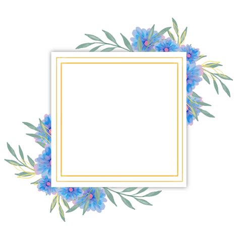 Ornamento De Flor Azul Decorativo De Moldura Quadrada Png Flor