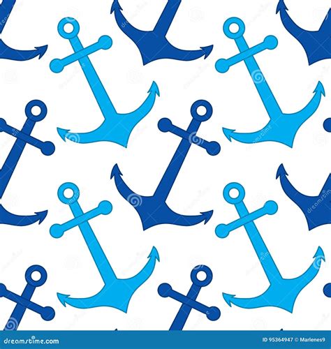 Vector Seamless Pattern With Anchors Anchors Seamless Pattern Vector