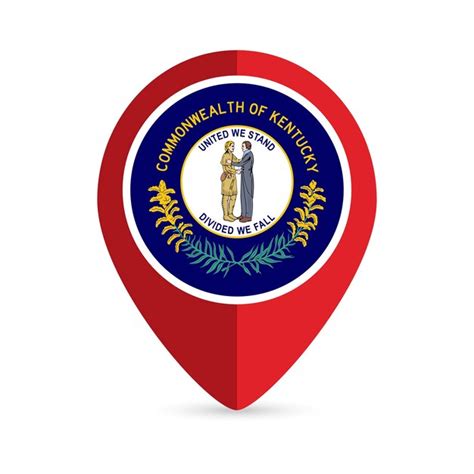 Premium Vector Map Pointer With Flag Kentucky State Vector Illustration
