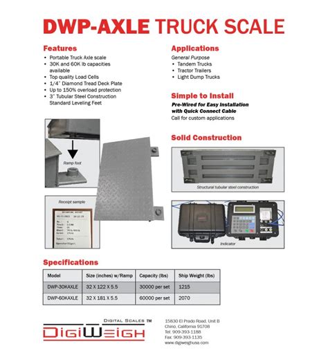 DIGIWEIGH DWP 60KAXLE 60K LB TRUCK AXLE SCALE SET