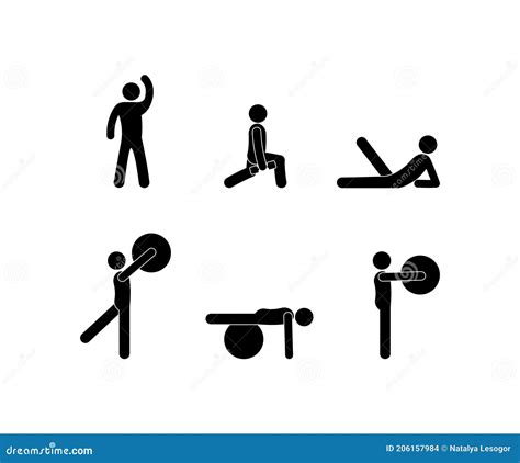 Man With Ball Illustration Stick Figure People Icon Set Of Isolated