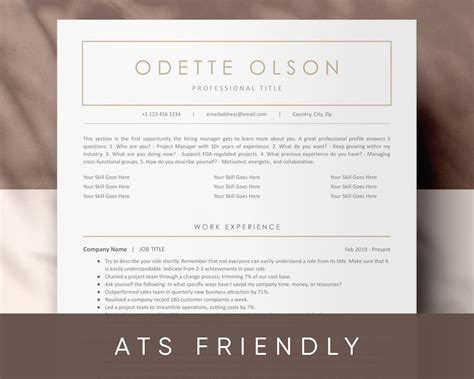 ATS Friendly Modern Resume Template For Google Docs And Microsoft Word