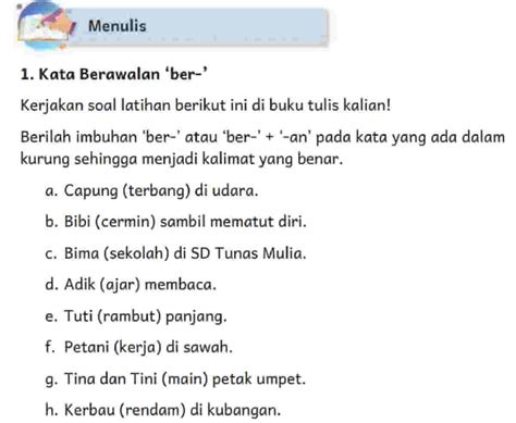 Kunci Jawaban Bahasa Indonesia Kelas 4 Halaman 64 Berilah Imbuhan Ber