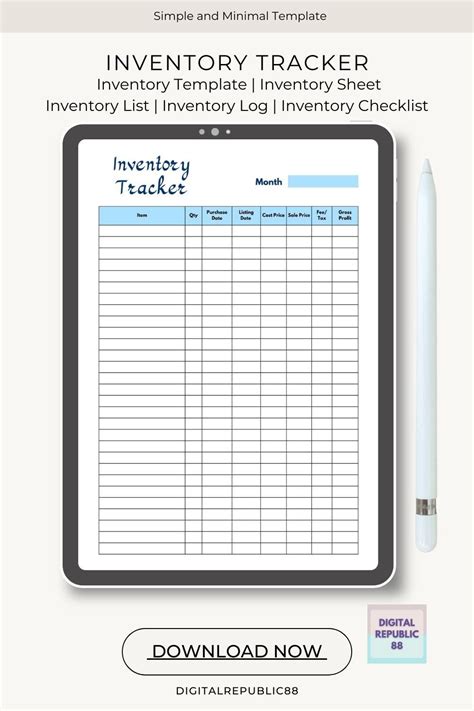 Inventory Tracker Printable And Editable Inventory Template Etsy