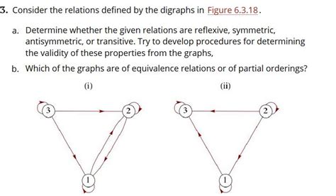 solved 3 consider the relations defined by the digraphs in