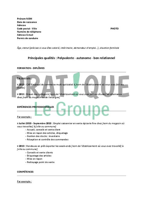 Exemple De Cv Gratuit Pour Emploi Saisonnier Laboite Cv Fr
