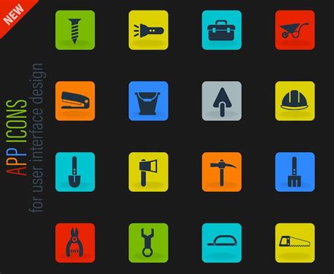 Conjunto De Iconos De Herramientas De Trabajo Vector Premium