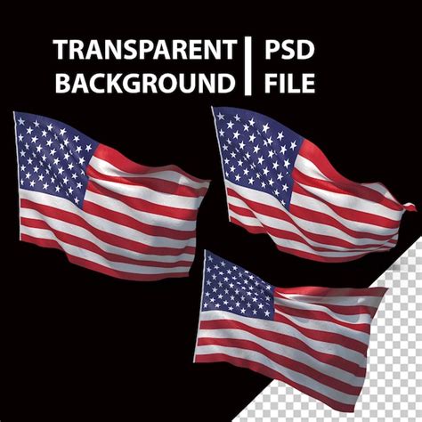 Premium PSD Waving American Flag Png