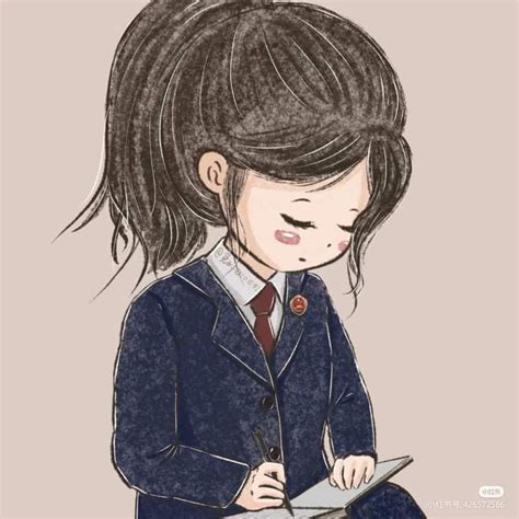 A Drawing Of A Girl In A Suit And Tie Writing On A Piece Of Paper
