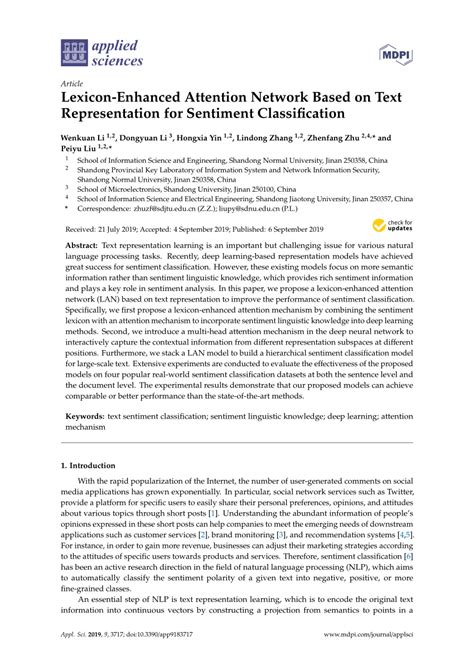 pdf lexicon enhanced attention network based on text representation for sentiment classification