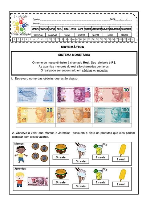 Atividades Sobre Sistema Monetário RETOEDU