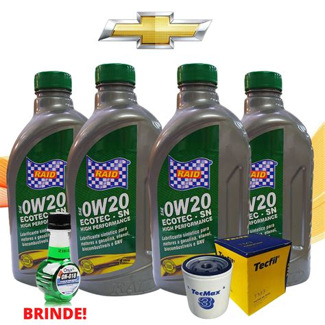 Kit Troca Oleo Filtro 0w20 Sintético Onix Cobalt Spin Prisma