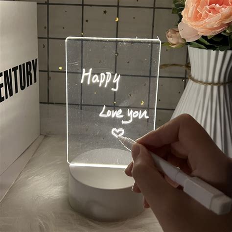 Placa De Nota LED Night Light Quadro De Mensagens Regrav Vel Caneta