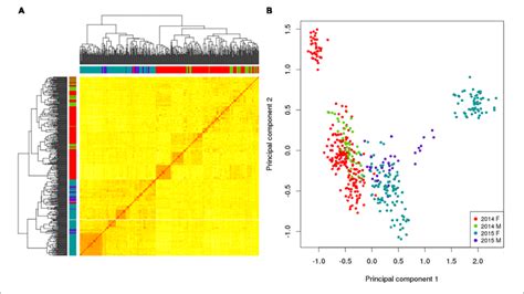 genomic relationship matrix a and principal component analysis b download scientific