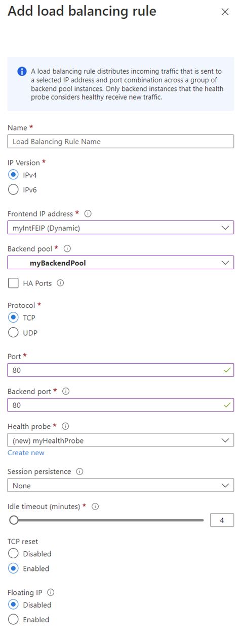 Azure Load Balancer Portal Settings Microsoft Docs