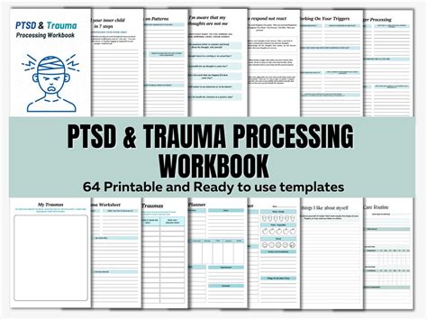 Trauma Therapy Worksheets Adult MEGA PTSD Workbook 64 Pages Crisis Tool