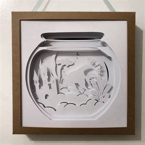 Aquarium Fish Shadow Box Svg Template Papercut Lightbox Etsy