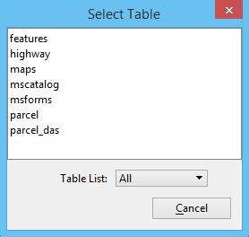 Select Table Dialog