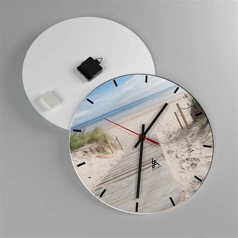 Horloge Murale En Verre 40x40cm Silencieuse Plage Dune Entr E Wall