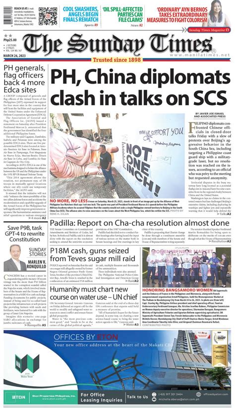 The Manila Times Front Page March The Manila Times
