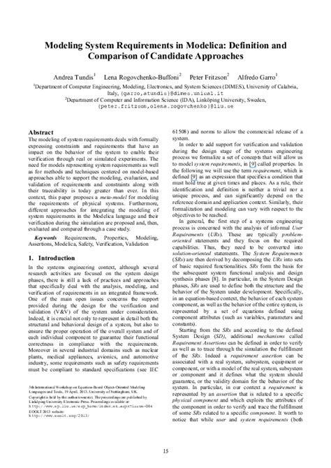 pdf modeling system requirements in modelica definition and comparison of candidate