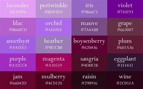 Shades Of Purple Color With Names Hex Rgb Cmyk Codes Artofit