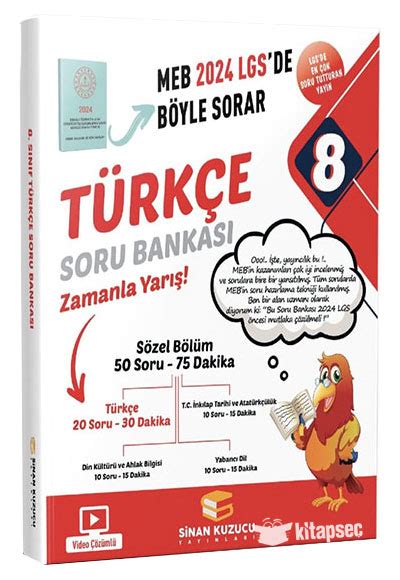 8 Sınıf LGS Türkçe Soru Bankası Sinan Kuzucu Yayınları 9786259977508