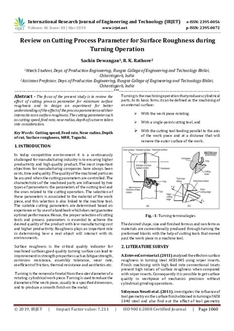pdf irjet review on cutting process parameter for surface roughness during turning operation
