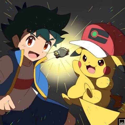 Two Pokemon Characters Are Facing Each Other And One Is Holding A Pikachu In His Hand