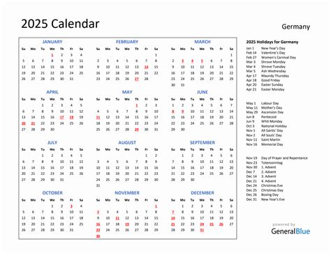 2025 Calendar With Holidays For Germany