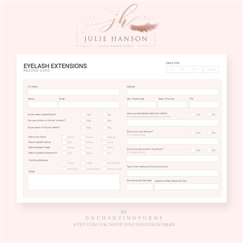 Printable Eyelash Consultation Form Printable Word Searches