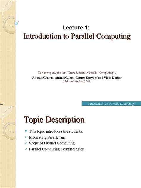 lecture 1 introduction to parallel computing pdf